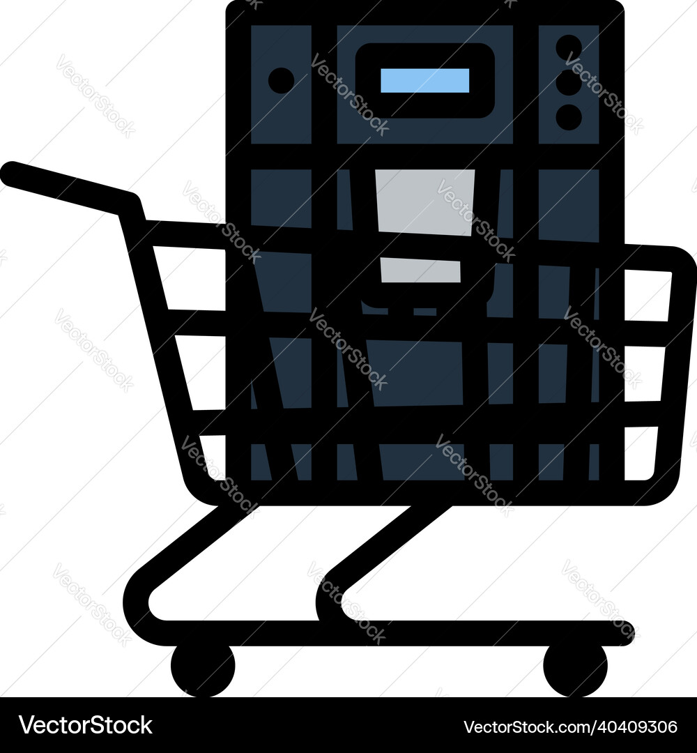 Shopping cart with coffee machine icon Royalty Free Vector