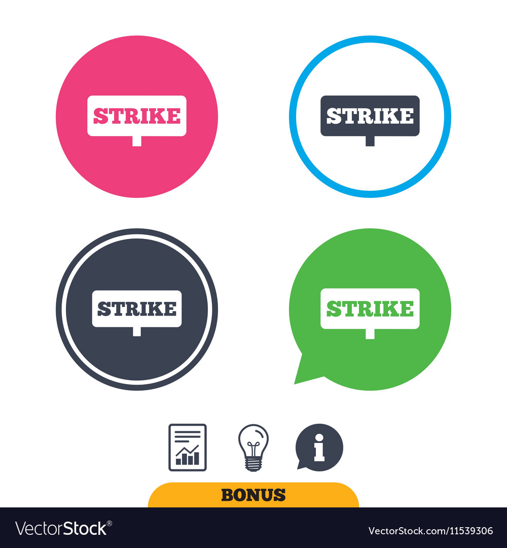 Strike sign icon protest banner symbol Royalty Free Vector