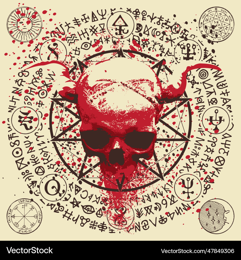 With people skull horns blood Royalty Free Vector Image