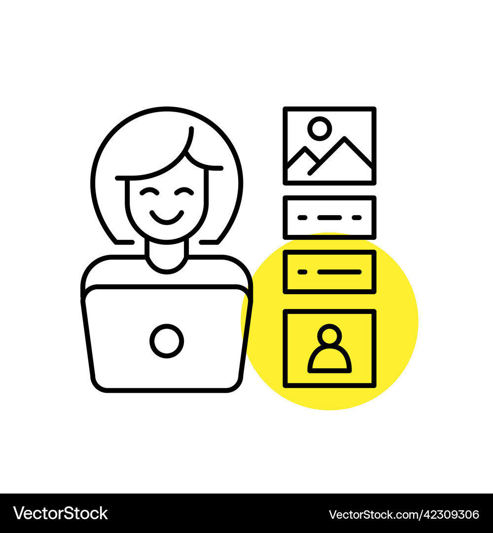 Woman working on a laptop smm content manager Vector Image