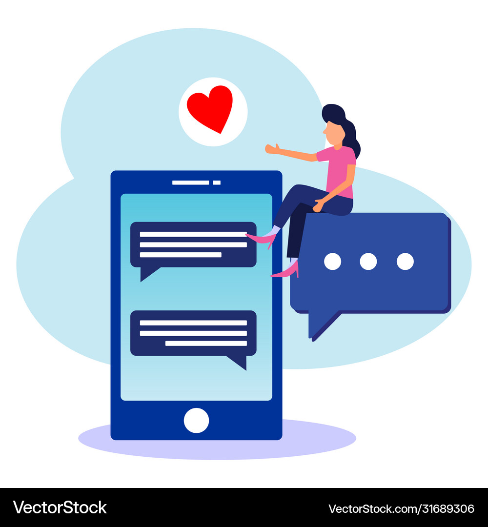 Young woman sending messages via internet Vector Image