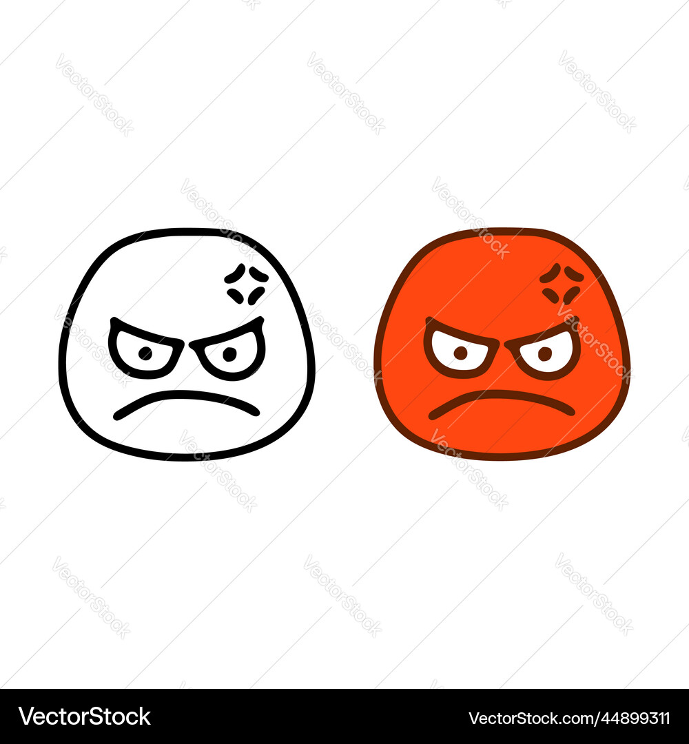 Angry emoticon in doodle style isolated on white Vector Image