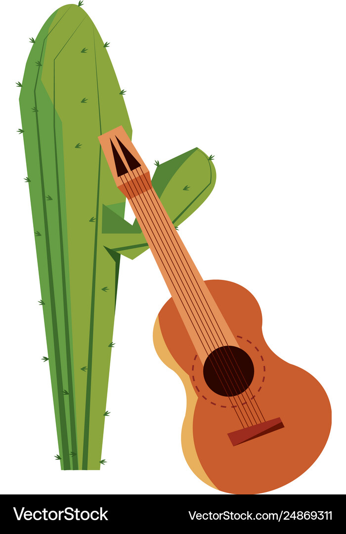 Cactus guitar instrument musical Royalty Free Vector Image