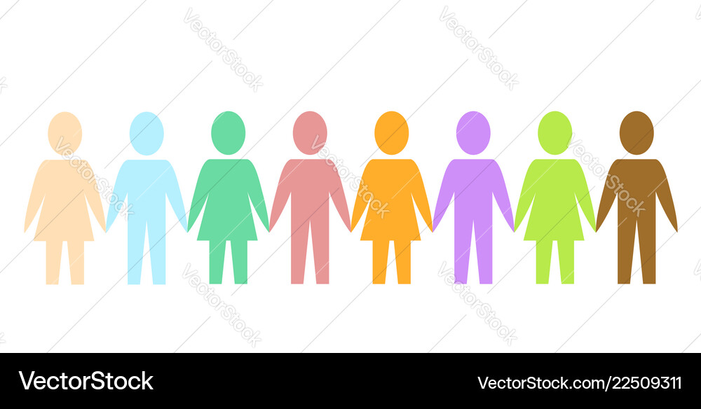 Colored silhouette paper people as community Vector Image