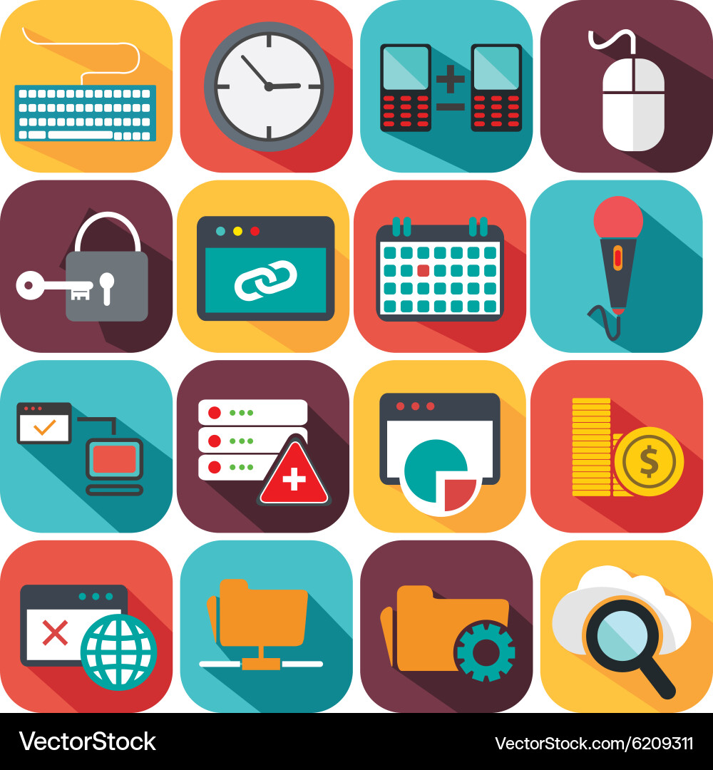 Flat icons design modern big set of various Vector Image