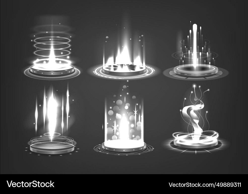 Futuristic monochrome portals shimmering gateways Vector Image