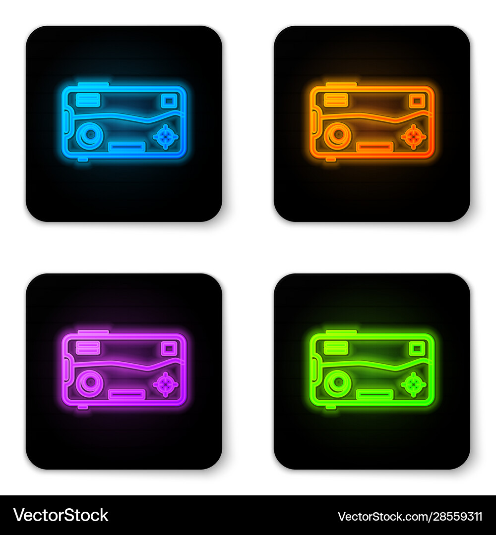 Glowing neon smartphone and playing in game icon Vector Image