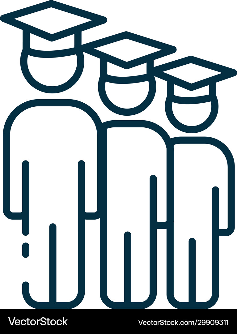 Isolated avatars with graduation caps line style Vector Image