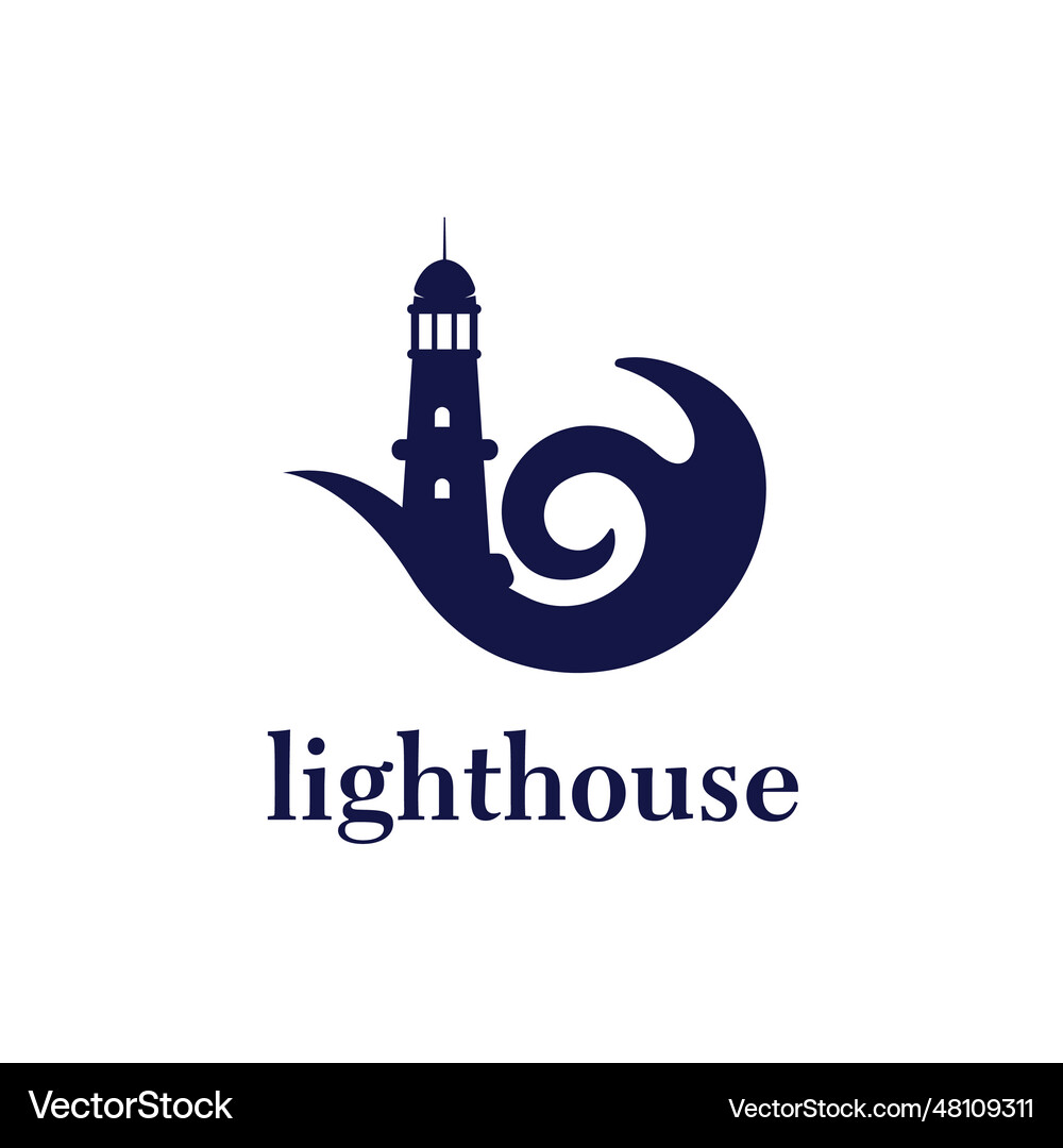 Lighthouse and waves ocean logo design sea Vector Image