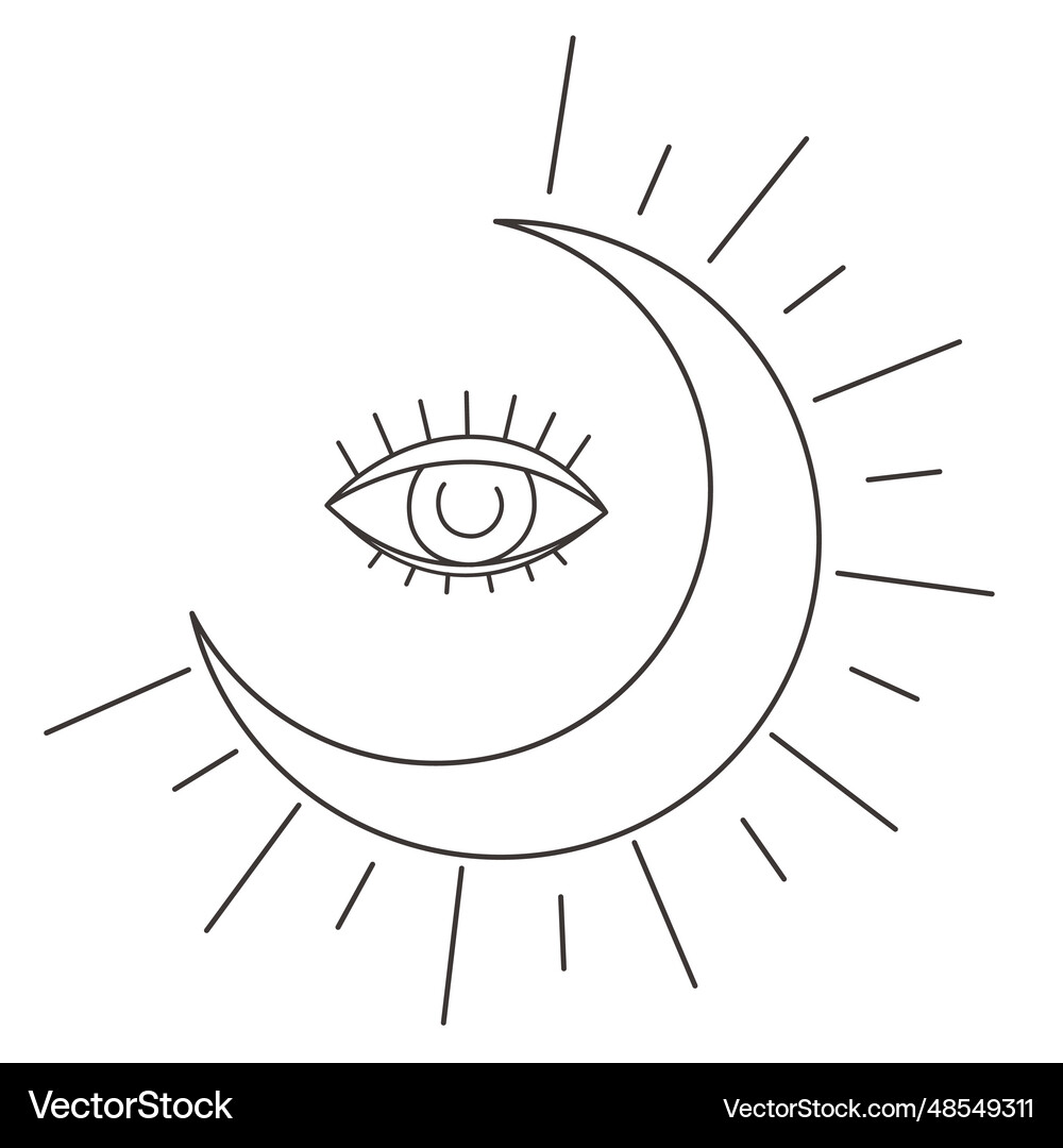 Line art design with crescent on the white Vector Image