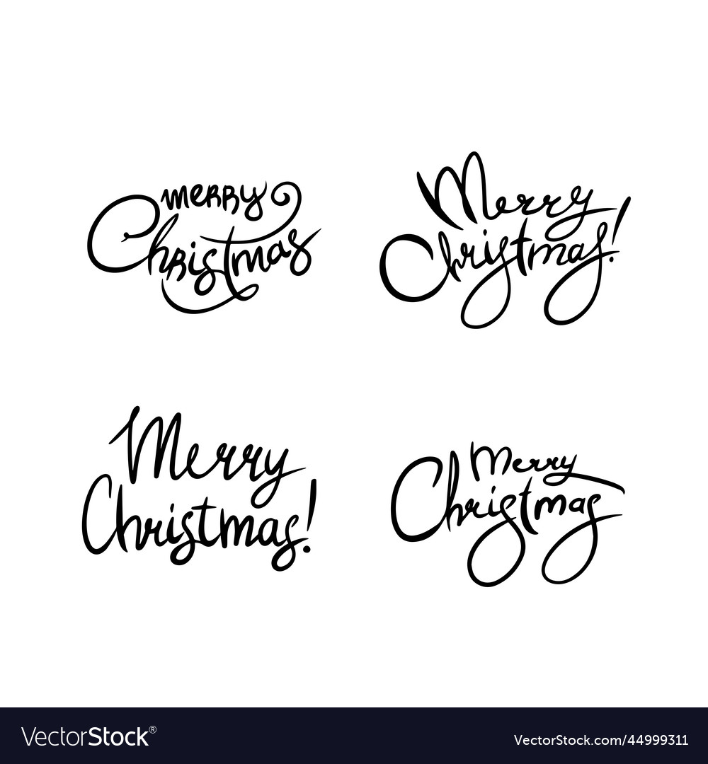 Merry Christmas Set Hand Lettering Calligraphy Vector Image