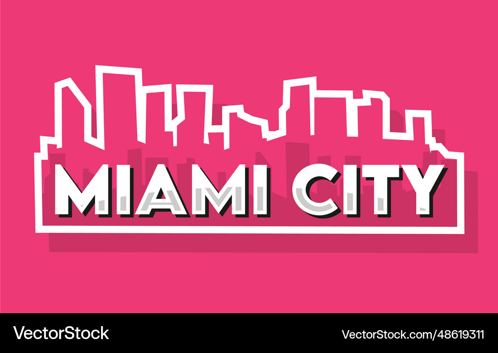 Miami city florida with beautiful view Royalty Free Vector