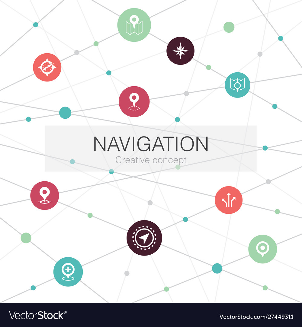 Navigation trendy web template with simple icons Vector Image