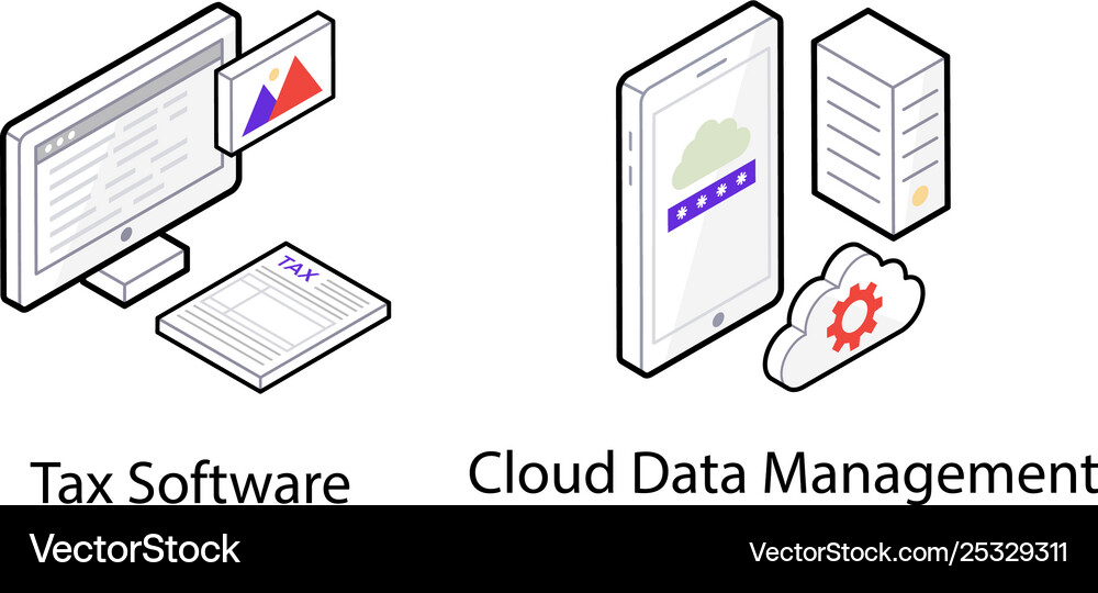 Online analysis in isometric icon Royalty Free Vector Image