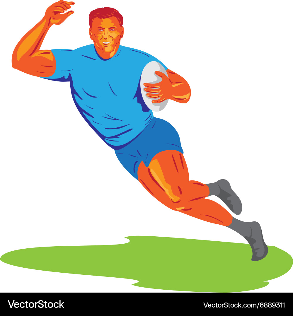 Rugby Player Running Ball WPA Royalty Free Vector Image