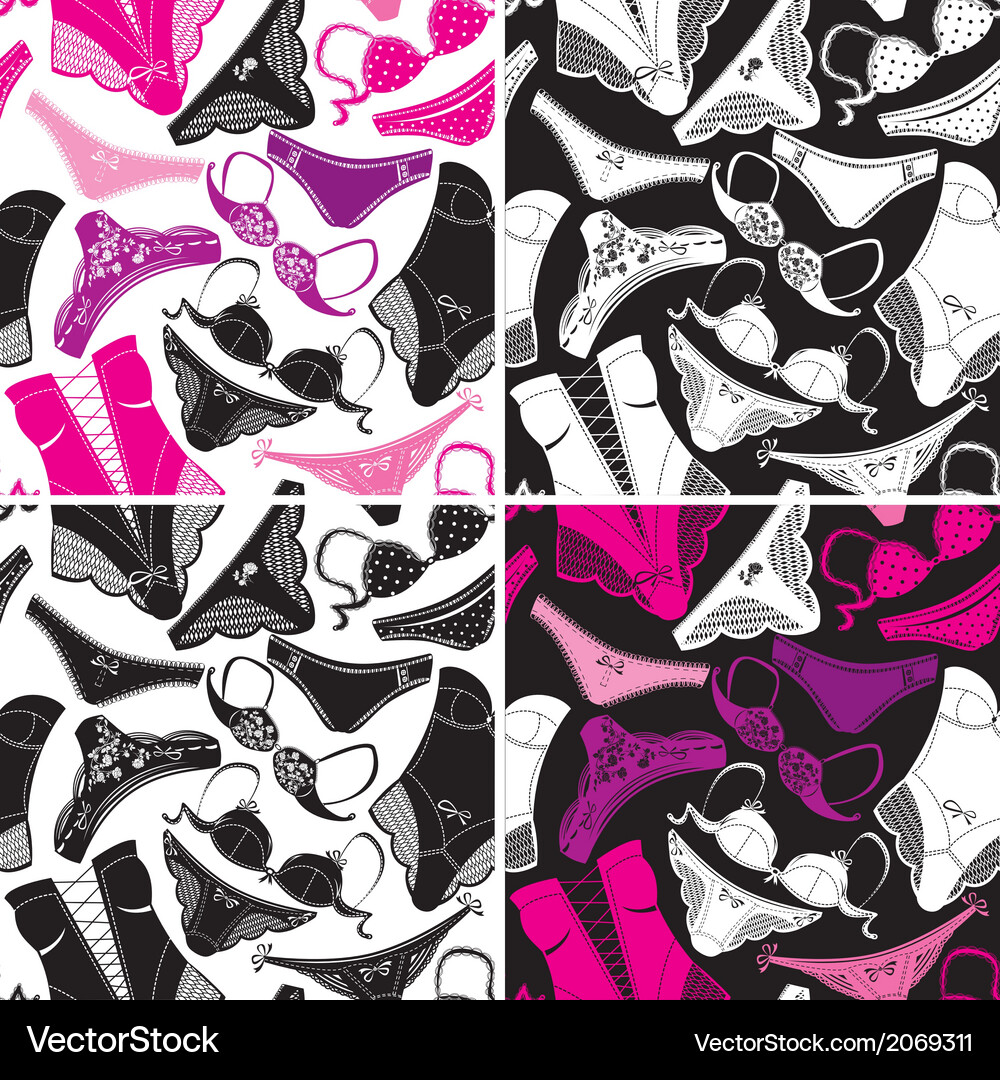 Set of seamless patterns - silhouettes glamor Vector Image