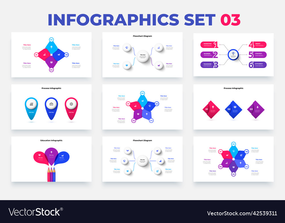Set of the infographic elements flowcharts cycle Vector Image
