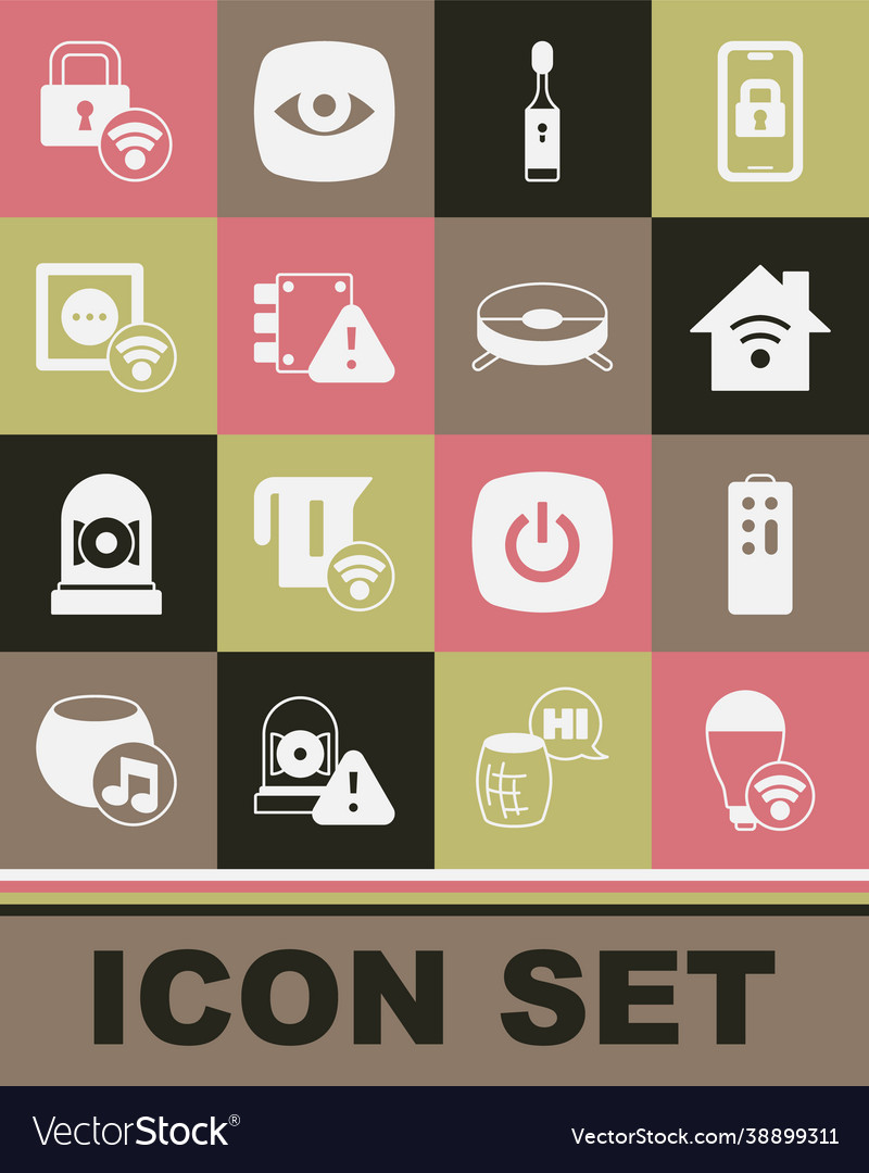 Set smart light bulb remote control home with wi Vector Image