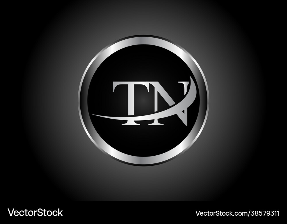 Silver letter tn metal combination alphabet logo Vector Image