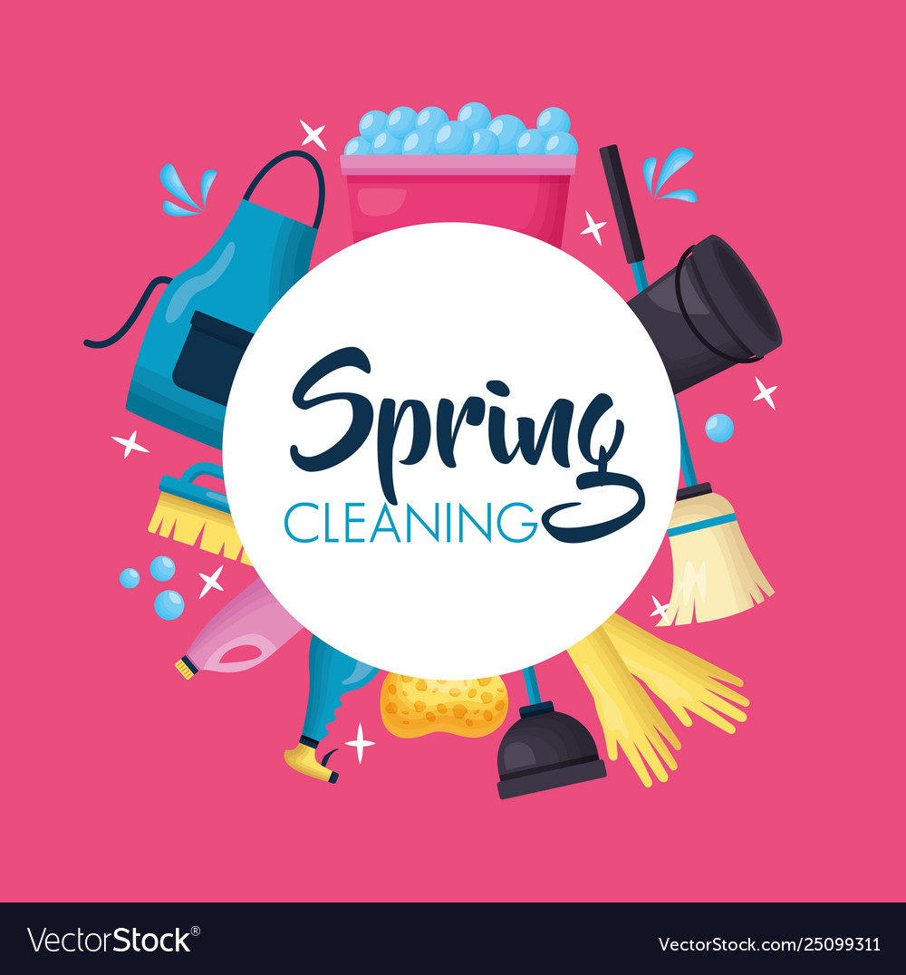 Spring cleaning tools Royalty Free Vector Image
