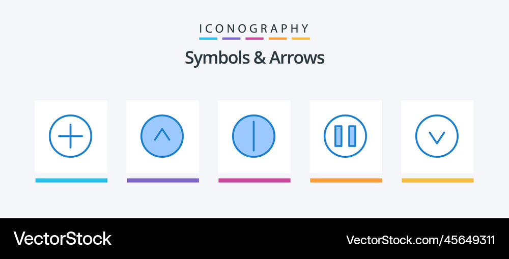 Symbols and arrows blue 5 icon pack including Vector Image