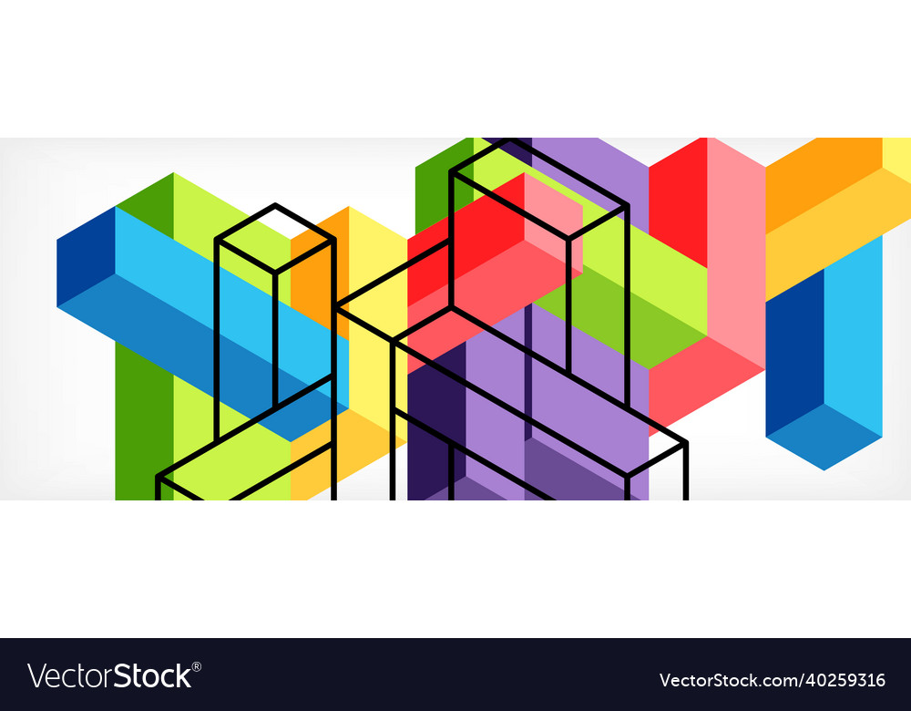 Abstract background 3d cubes cubic elements Vector Image