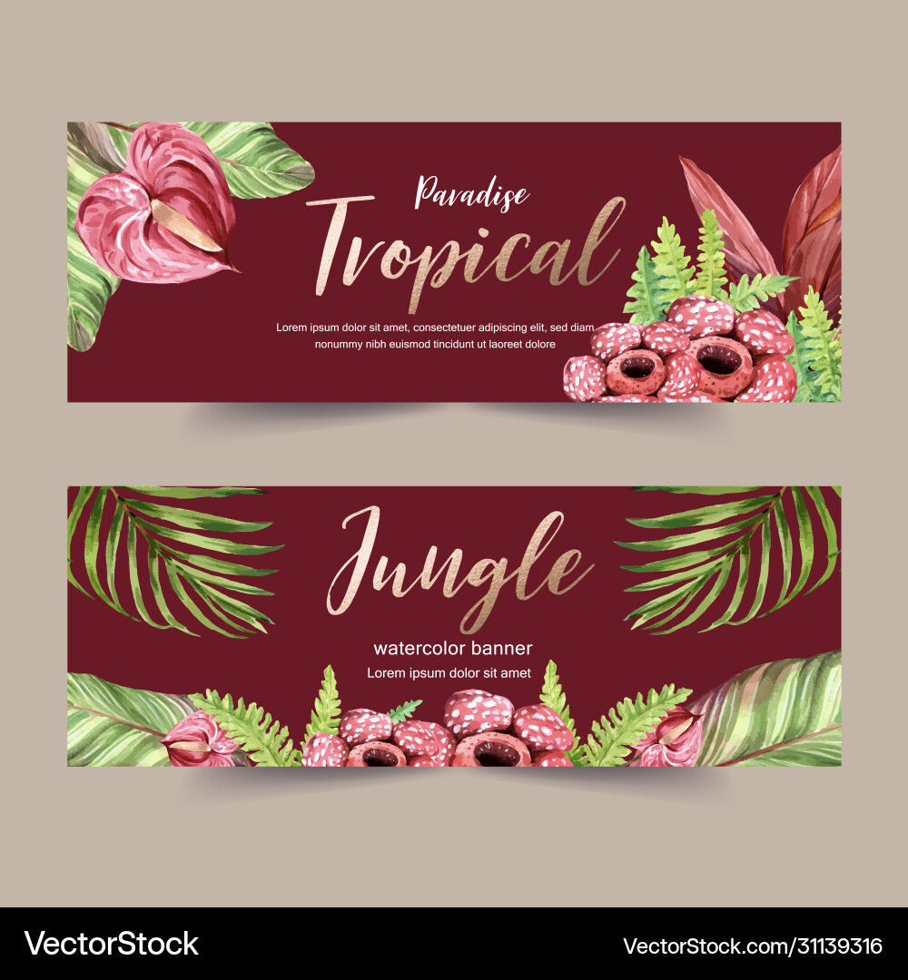 Banner design with red-toned creative watercolor Vector Image