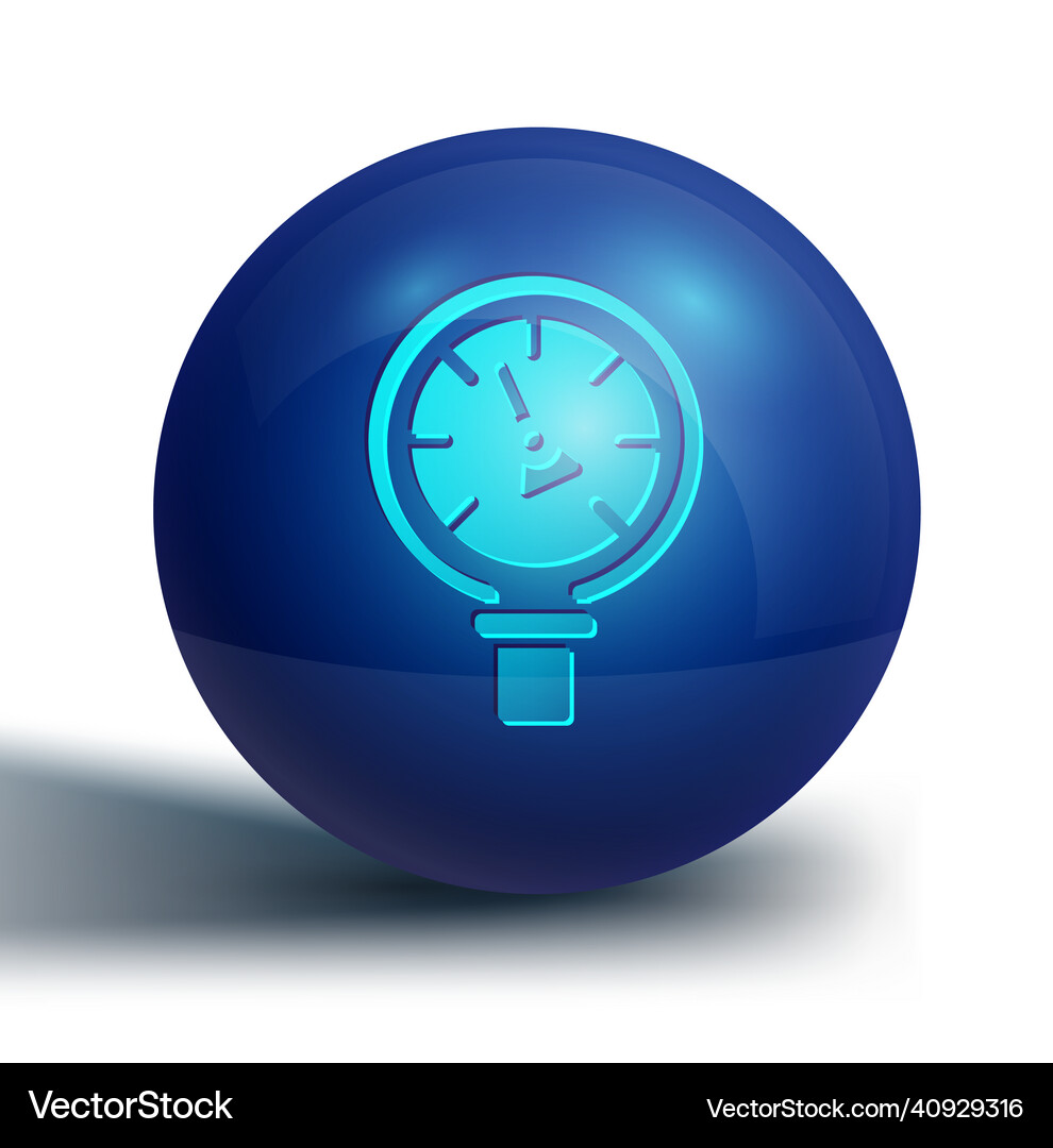 Blue pressure water meter icon isolated on white Vector Image