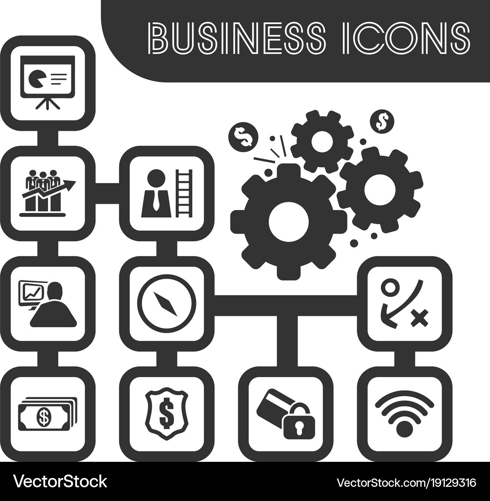 Business outline icons set Royalty Free Vector Image