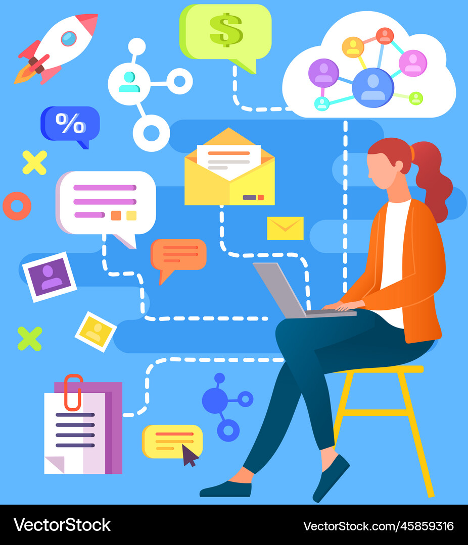 Distance working freelance and internet surfing Vector Image