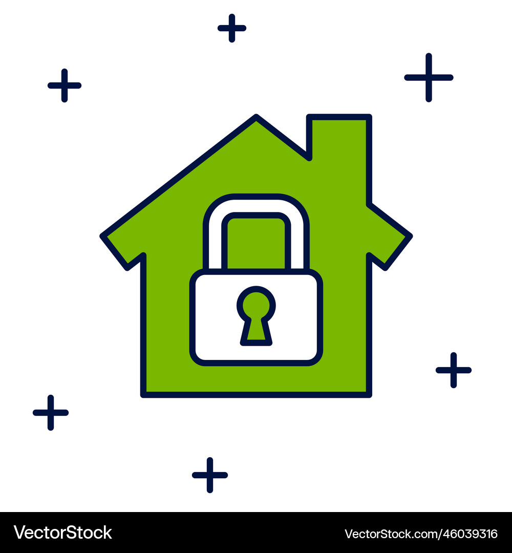 Filled outline house under protection icon Vector Image