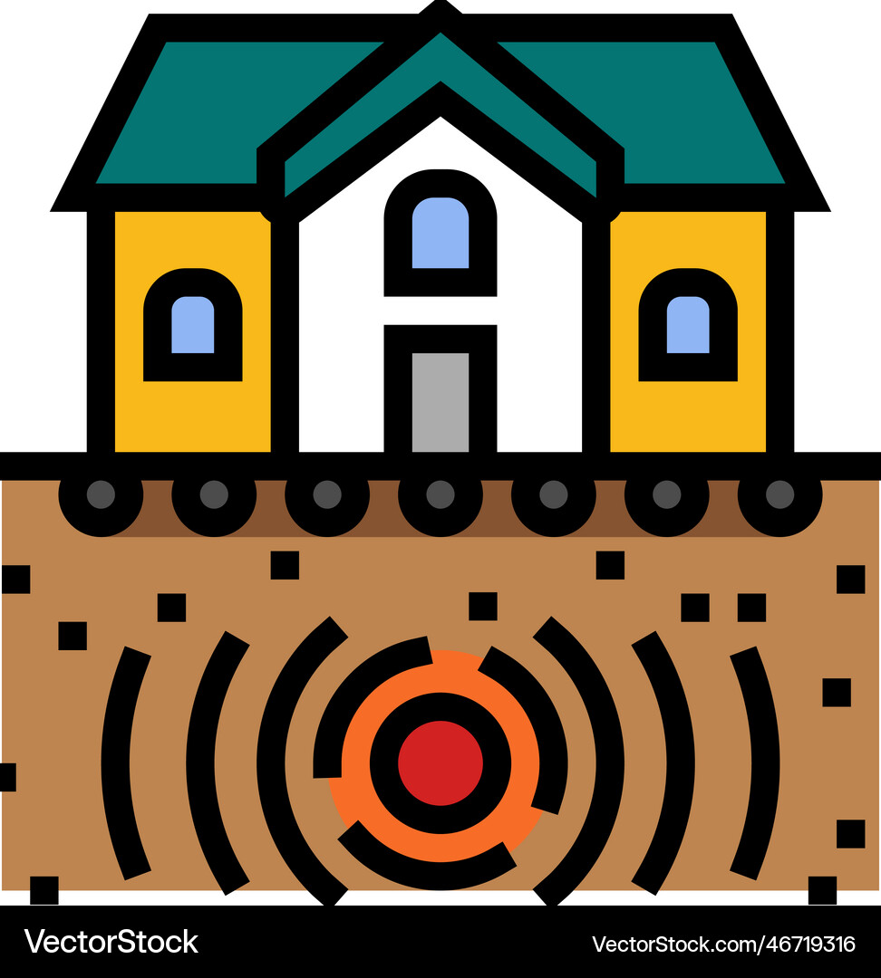 House protect earthquake color icon Royalty Free Vector