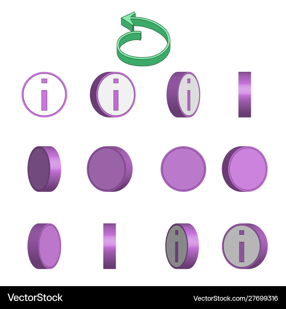Letter i in circle rotation sequence sprite sheet Vector Image
