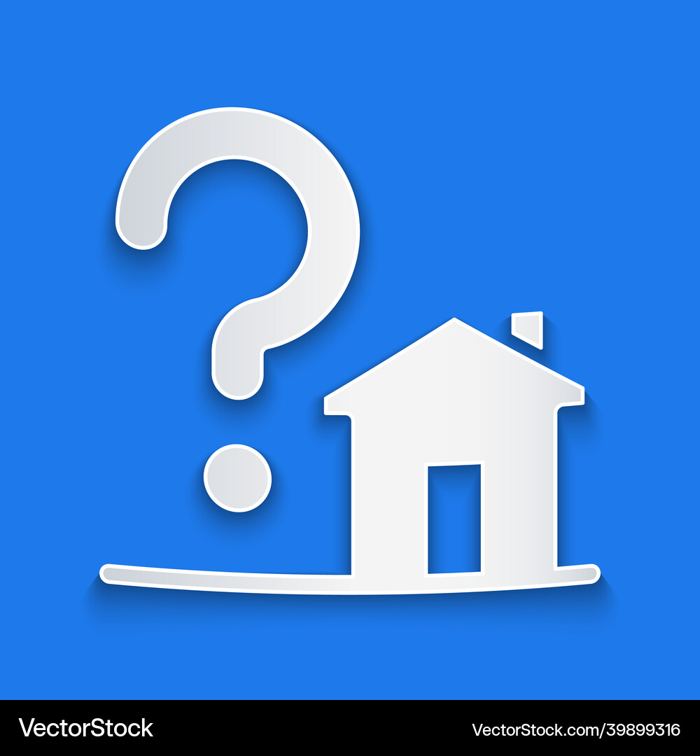 Paper cut house with question mark icon isolated Vector Image