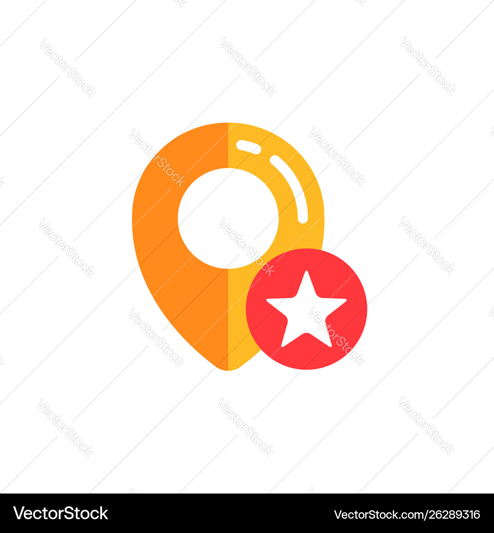 Pin location with star icon design map sign Vector Image