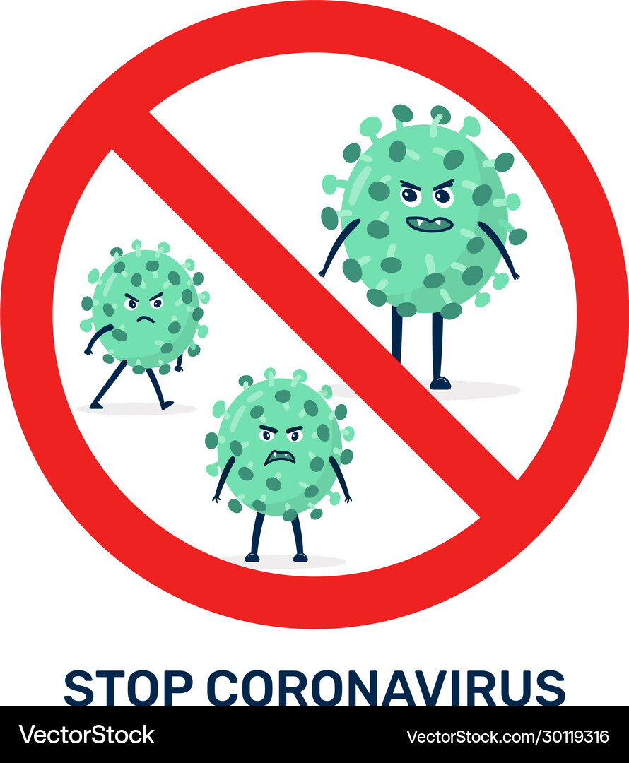 Red stop coronavirus sign - covid-19 bacteria Vector Image