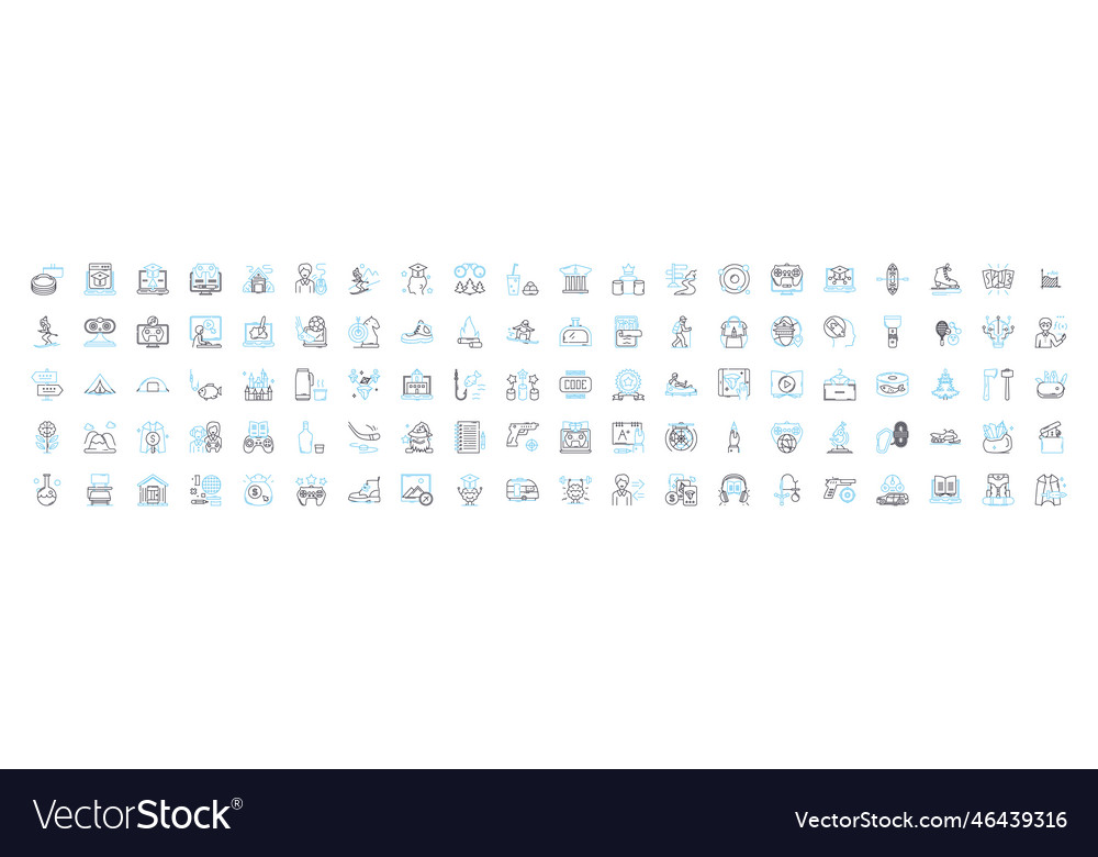 Remote work travel line icons set Royalty Free Vector Image