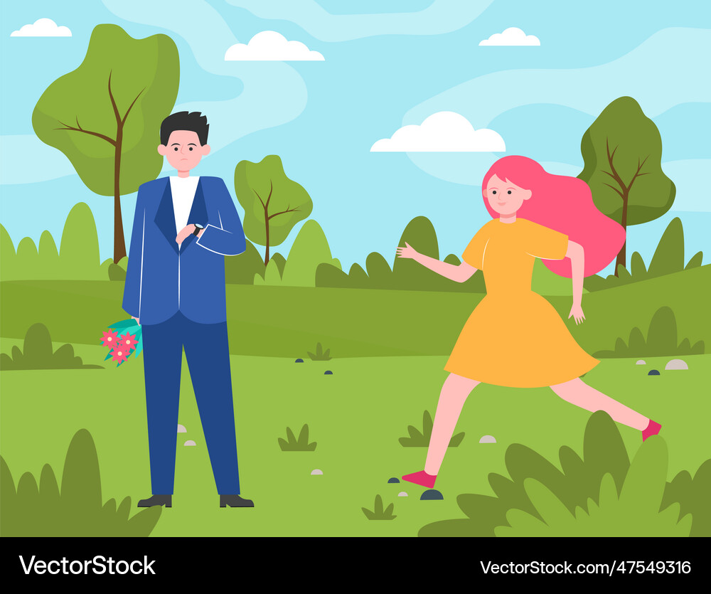 Running girl late for date Royalty Free Vector Image