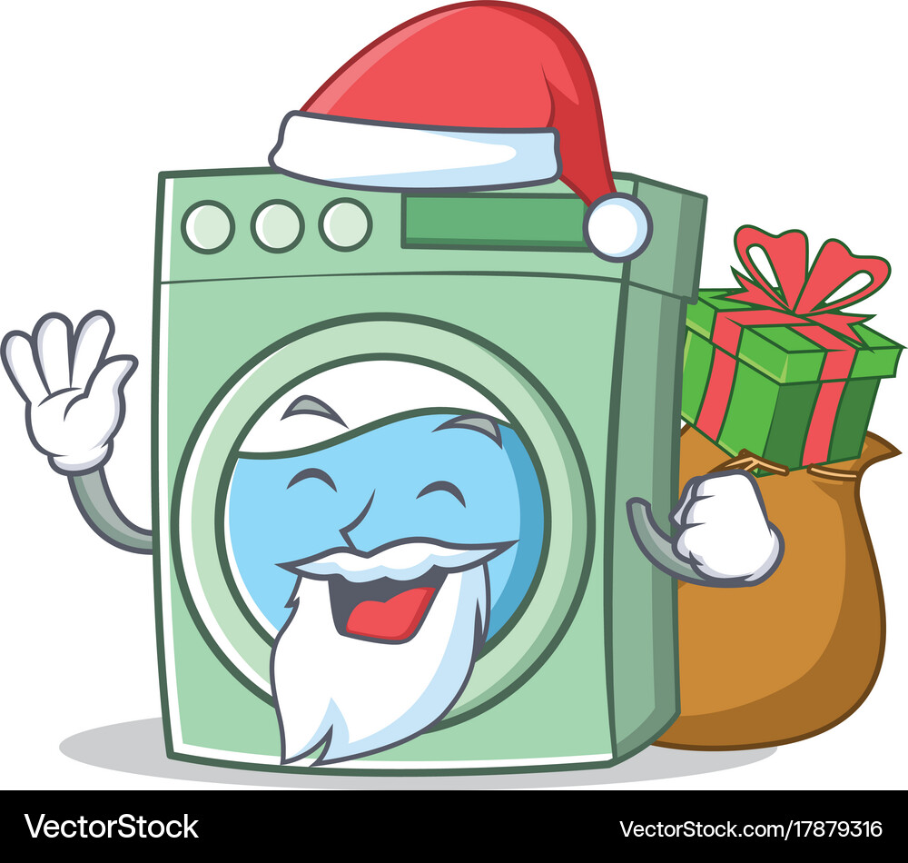 Santa washing machine character cartoon Royalty Free Vector