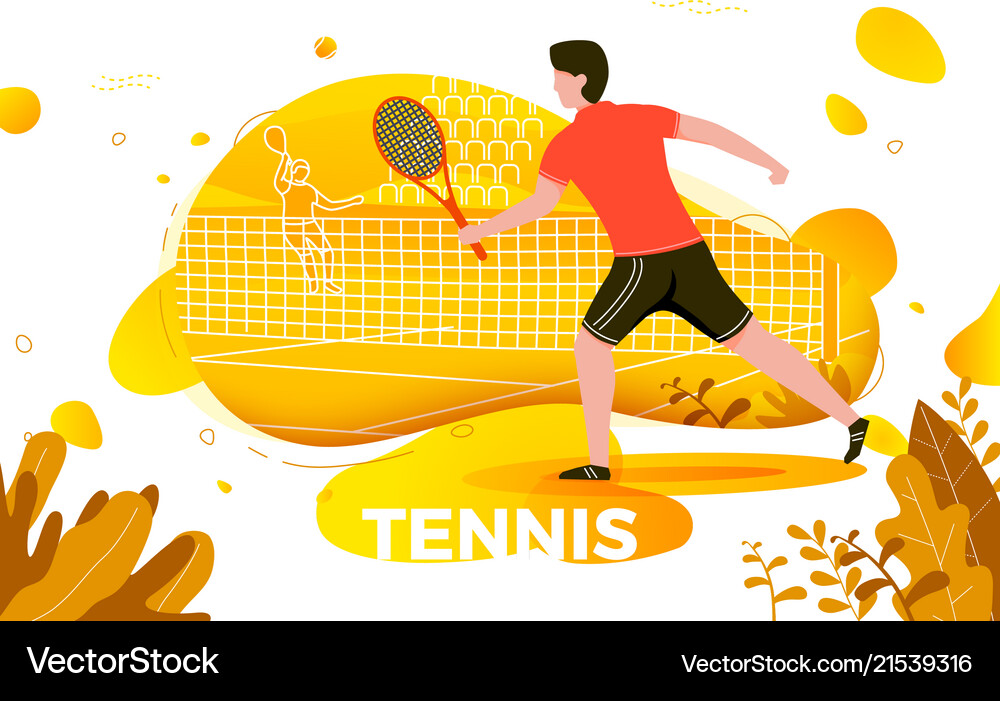 Sporty man playing tennis Royalty Free Vector Image