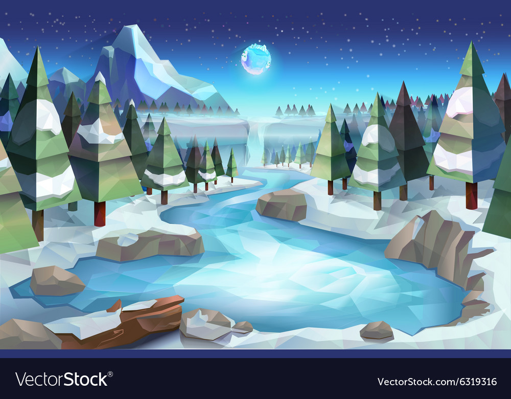 Winter forest background Royalty Free Vector Image