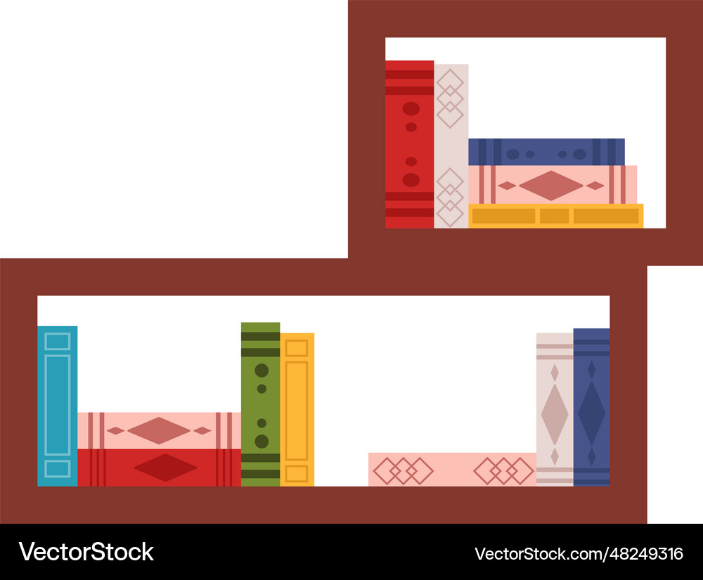 Wooden bookcase with books Royalty Free Vector Image