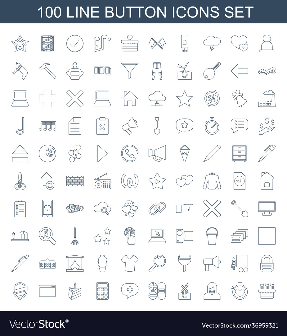 100 button icons Royalty Free Vector Image - VectorStock