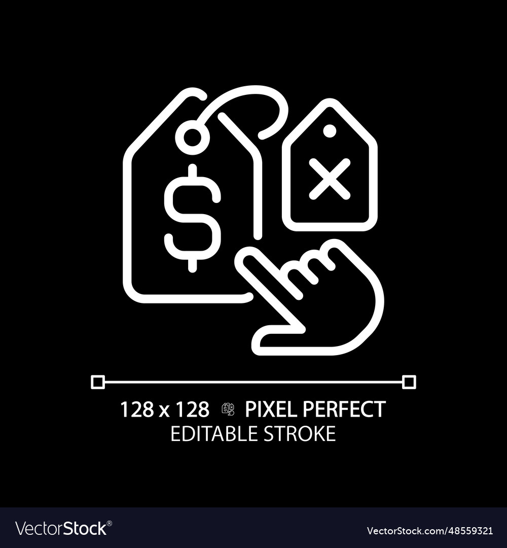 2d editable thin line white hand choosing label Vector Image