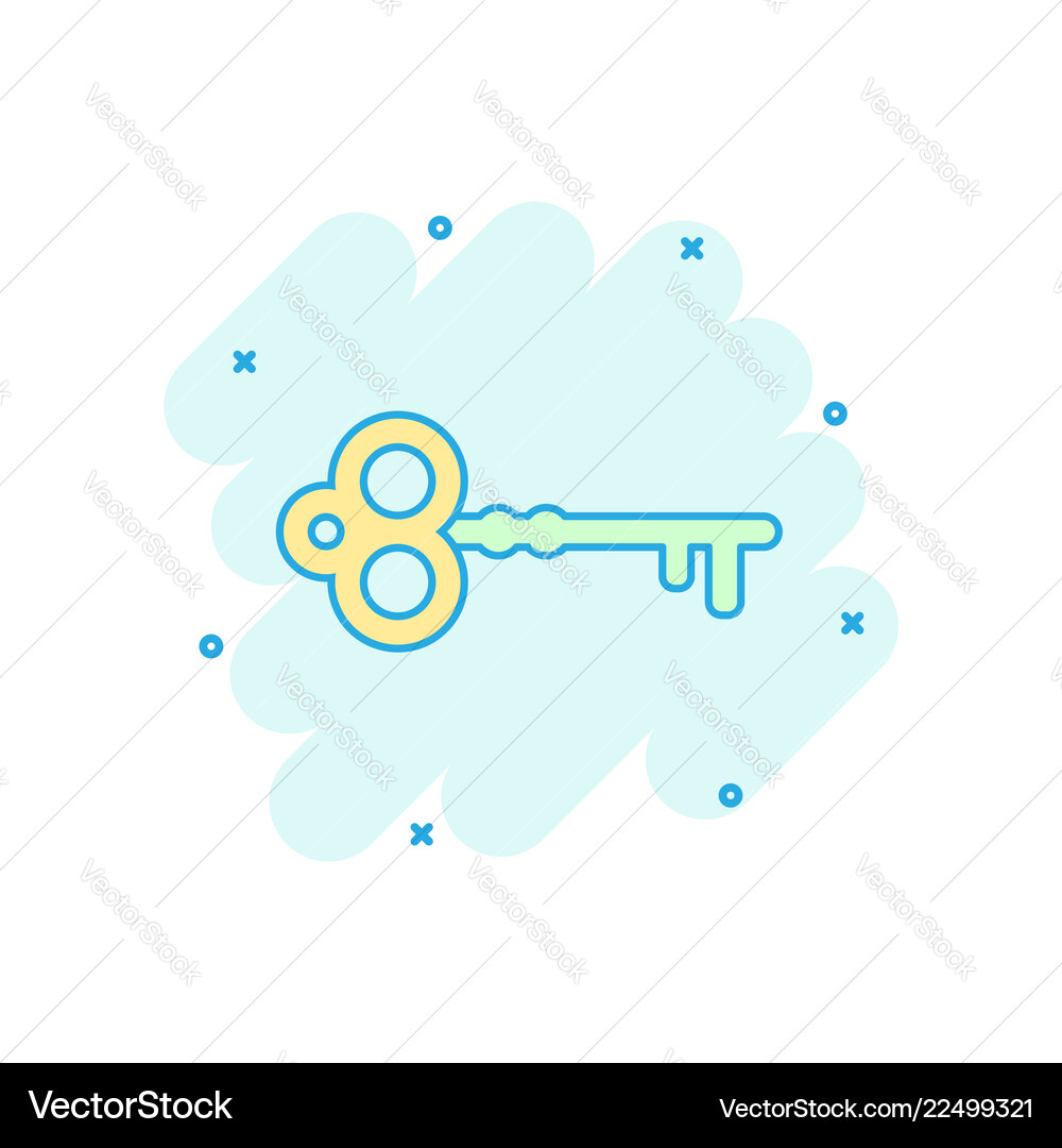 Cartoon key icon in comic style secret keyword Vector Image