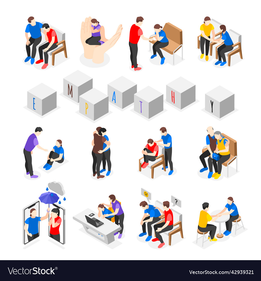 Empathy characters isometric set Royalty Free Vector Image