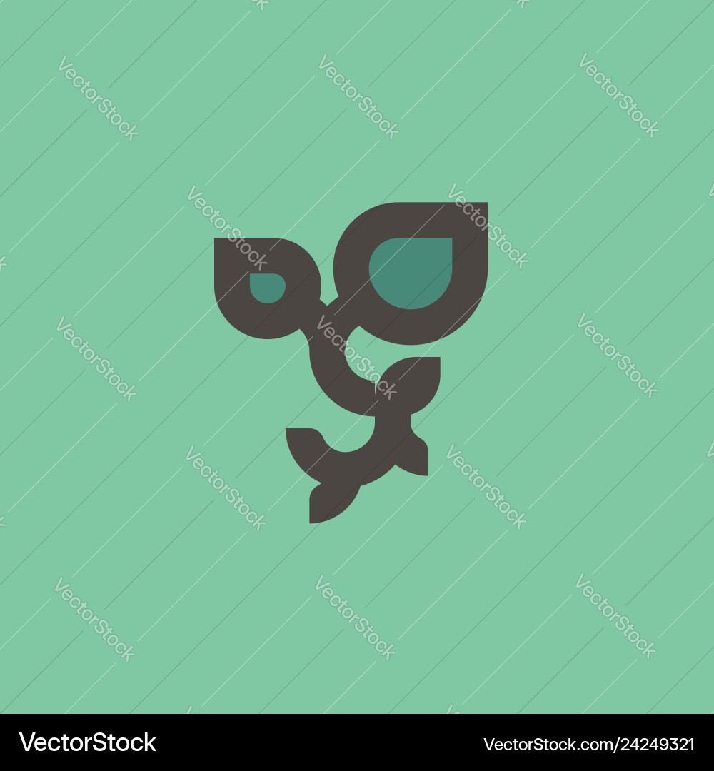 Fresh organic sprout with leaves and root logo Vector Image