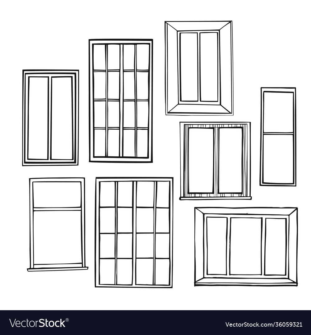Hand drawn windows sketch Royalty Free Vector Image
