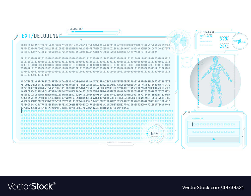 Hud interface futuristic design with text decoding