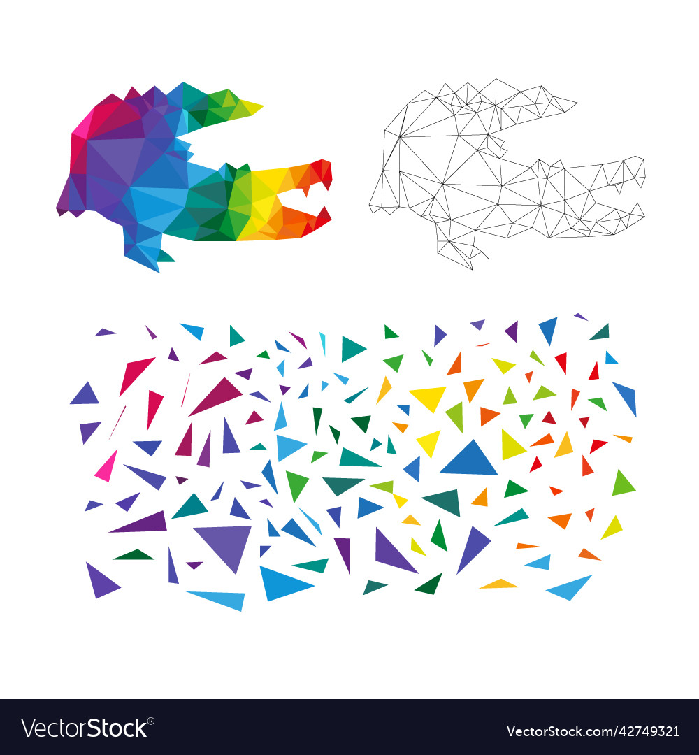 Polygonal puzzle game constructor from triangles Vector Image